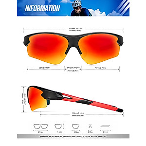 KALIYADI Sports Sunglasses for Men, Polarized Sun Glasses for Men Women Youth Baseball Softball with UV Protection
