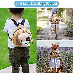 Baby Safety Backpack with Anti-Lost Leash,PHEENOWL Toddler Harness Mini Cute 3D Cartoon Animal Travel Bag with Safety Tether,Kids Backpacks with Safety Harness Reins for Child Boys Girls (Dog)
