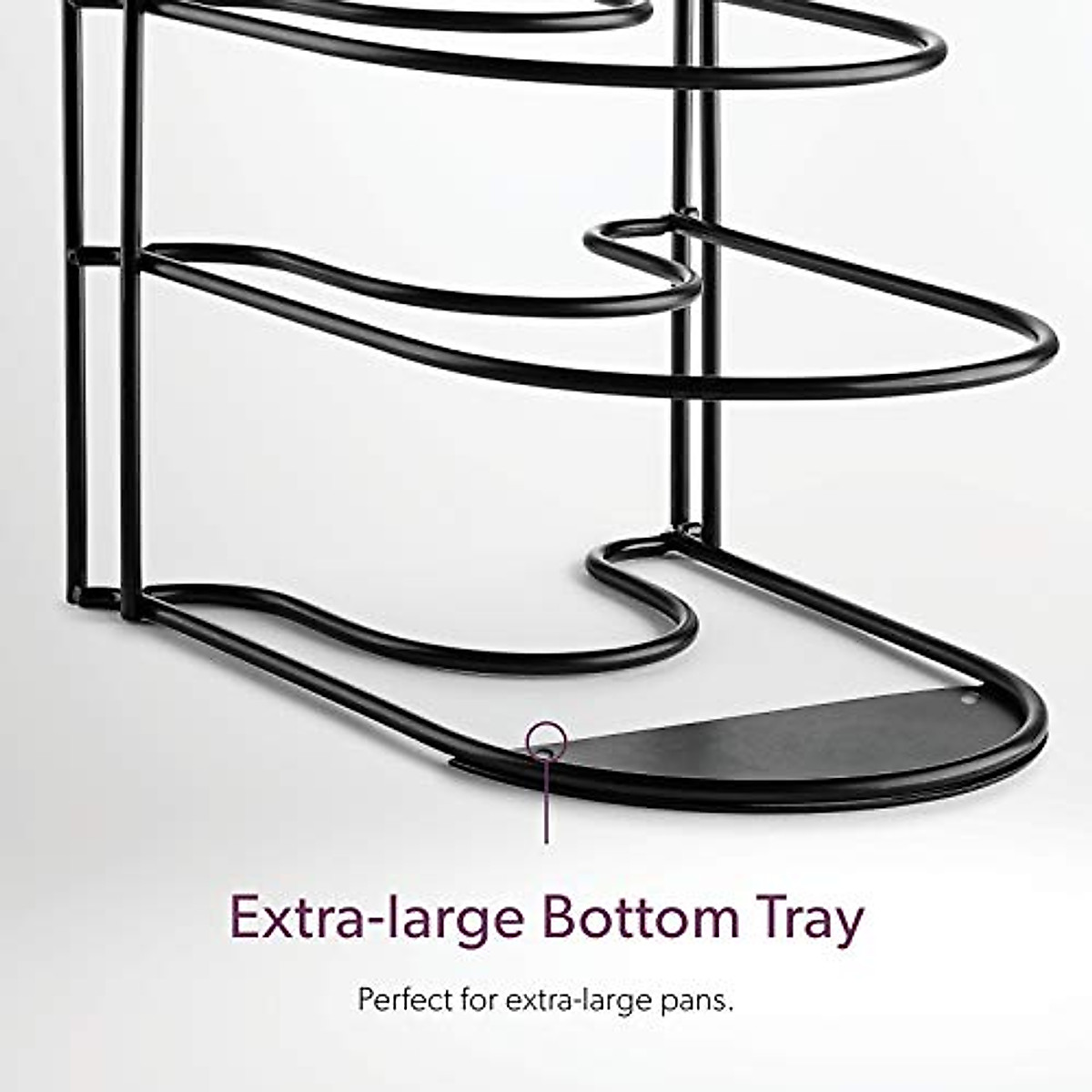 Mindspace Pan Organizer Rack, Pot lid Organizer for Cabinet Storage, Pantry Organizer, Pot Lid Organizer Rack for Kitchen Counter | 5-Tier Heavy-Duty Pan Rack | The Wire Collection, Black