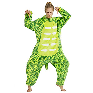 CASABACO Dinosaur Costume Onesie Adult Women Novelty Onepiece Pajamas, Light Green, L