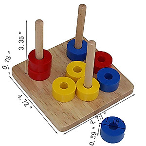 Kghios Montessori Infant Toys Materials for Toddlers 6 Months-1-2 Year Old Babies Infant & Toddler Materials Discs on Horizontal Dowel 4 in 1