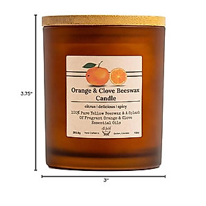 Elk Field Orange Clove Organic Beeswax Candle | 2 Ingredients | 100% Pure Beeswax Candles, Non Toxic, Natural, Organic Candles, Beeswax Candles Scented, Non Toxic Candles, 80 Hour, 10oz