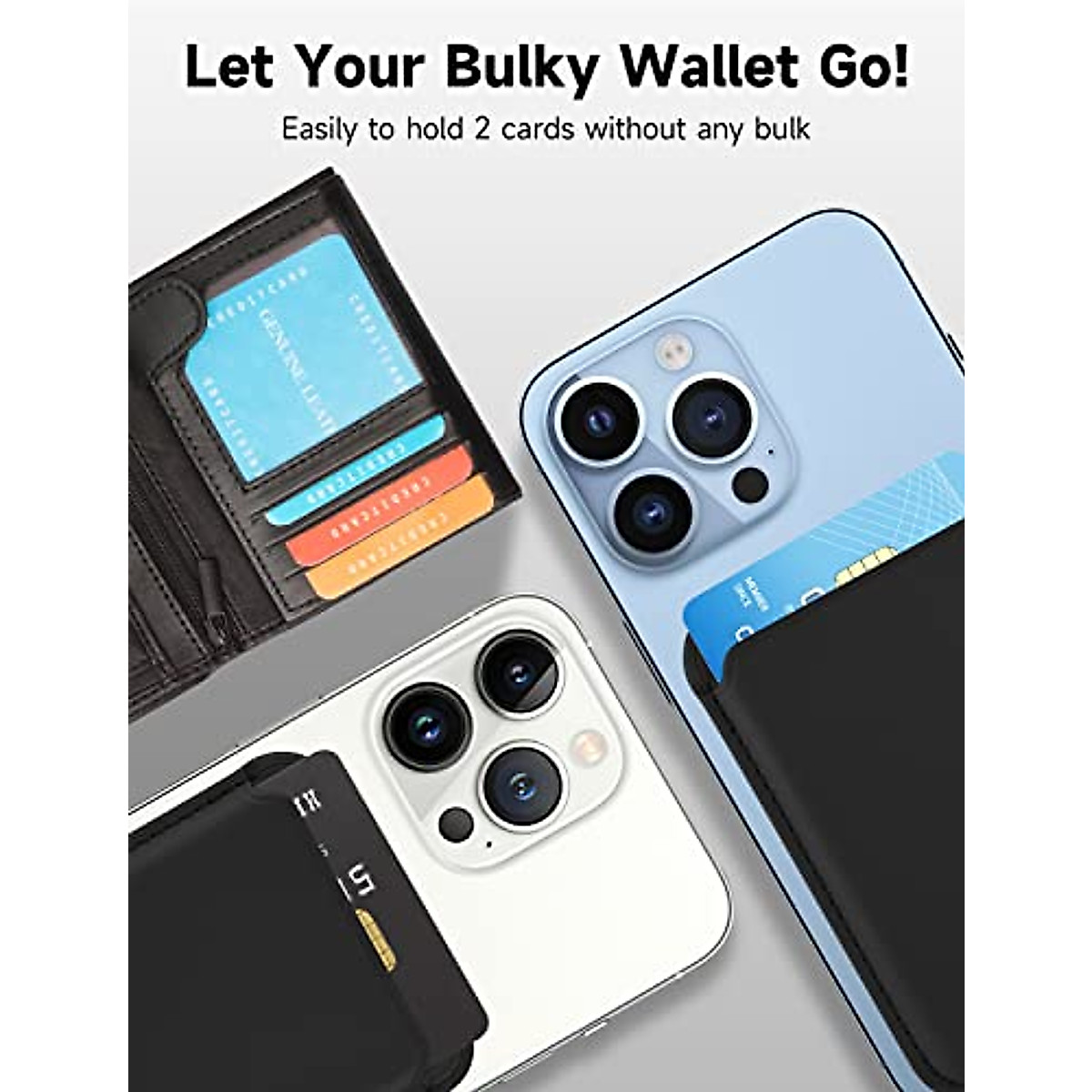 Magnetic Card Wallet Holder with MagSafe for iPhone 15 Pro Max/15 Pro/15 Plus/15,for iPhone 14 Pro Max/14 Plus/14 Pro/14, for iPhone 13 Pro Max/13 Pro/13/13 Mini, for iPhone 12/12 Pro/12 Max,Midnight