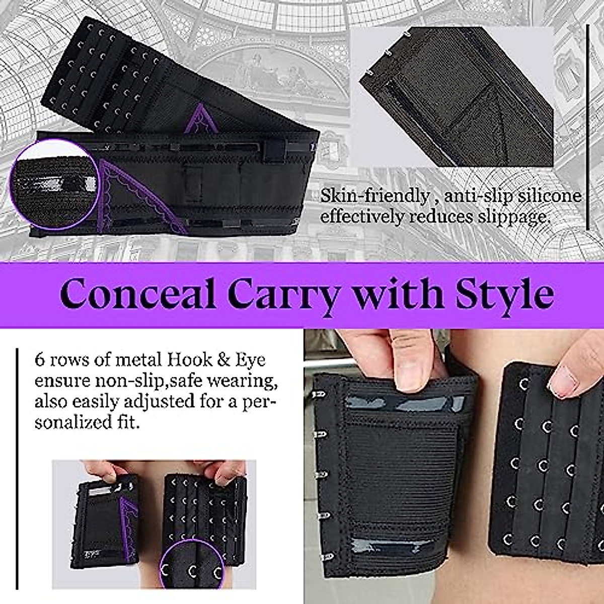 Gun Holster, Thigh Holster for Women, Embroidery Gun Holsters for Pistol, Adjustable Lady Gun Holsters Fit for PT-22. 22 CaliberTCP. 380, P238, RugerLCP & Similar Guns