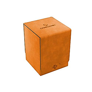 Gamegenic Squire 100+ Convertible Deck Box | Card Storage Box with Removable Cover | Holds 100 Double-Sleeved Cards | Premium Nexofyber Deck Box with Microfiber Inner Lining | Orange Color | Made