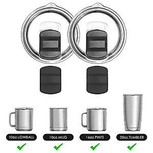 MZY LLC 20 oz Tumbler Lid Replacement lids Magnetic for YETI Rambler, Ozark Trail Spill Proof Cup Tumbler Cover with 2 Replacement Magnetic Slider