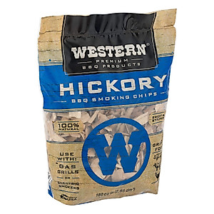 Western Premium BBQ Products Hickory BBQ Smoking Chips, 180 cu in, 6 pack