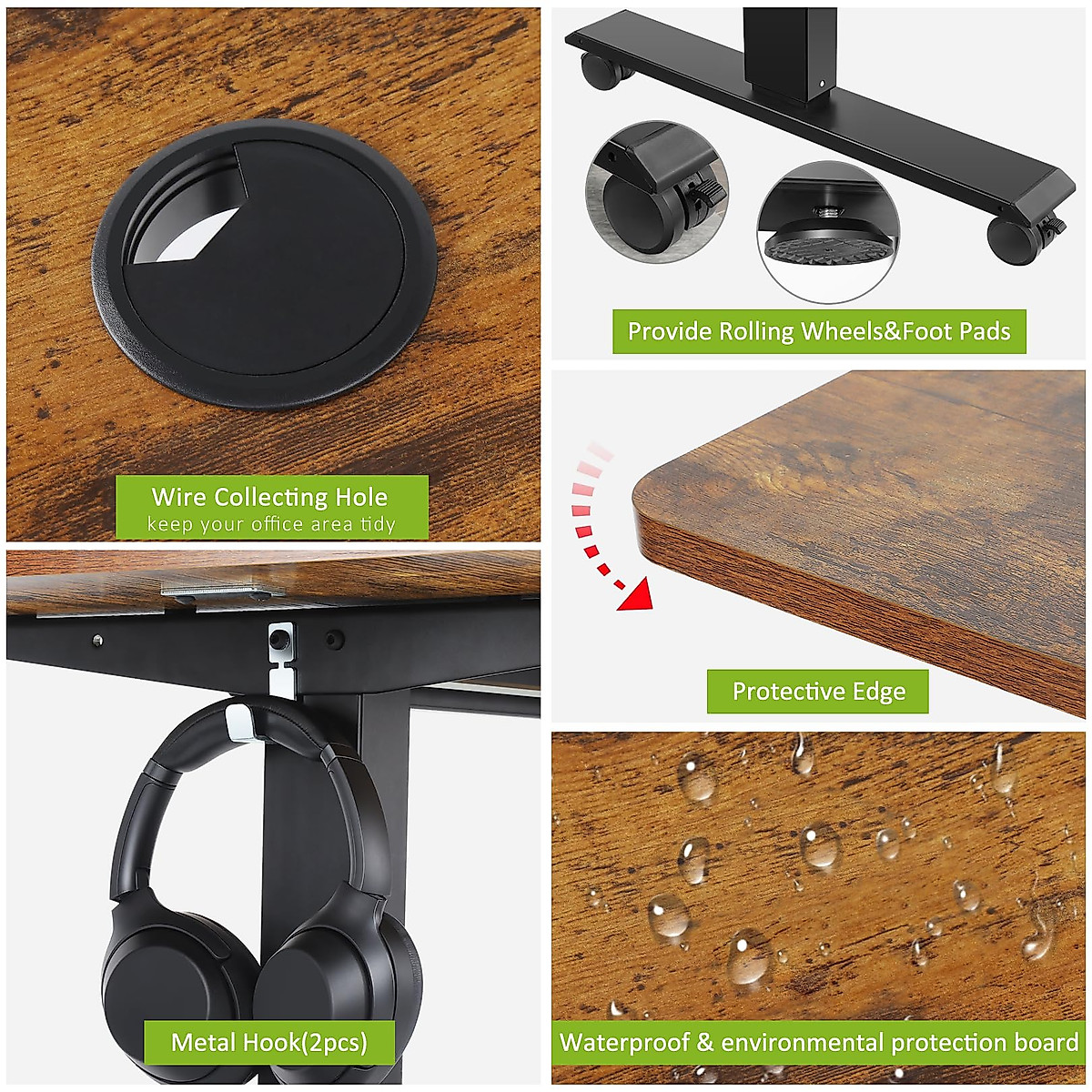 farexon 55 x 24 Inch Electric Standing Desk Adjustable Height, Sit-Stand Desk with Oversized Mouse Pad， Double Crossbeam Structure, Four Preset Heights, 27''-45'' Lifting Range Stand up Desk