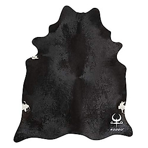 rodeo Natural Black Brazilian Cow Skin Area Cowhide Rug Size Approx 6X6 ft