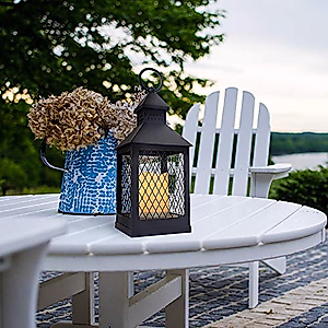 Eldnacele 11” LED Candle Lantern Decorative Indoor Outdoor Hanging Lantern with Waterproof Flameless Candle 6-Hour Timer, for Home, Garden, Patio, Party Lights, Black