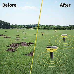 Diaotec Mole Repellents Solar Powered Groundhog Repellent Vole Repellent Outdoor Sonic Spike Pest Control to Keep Rodents Away from Your Lawn and Garden