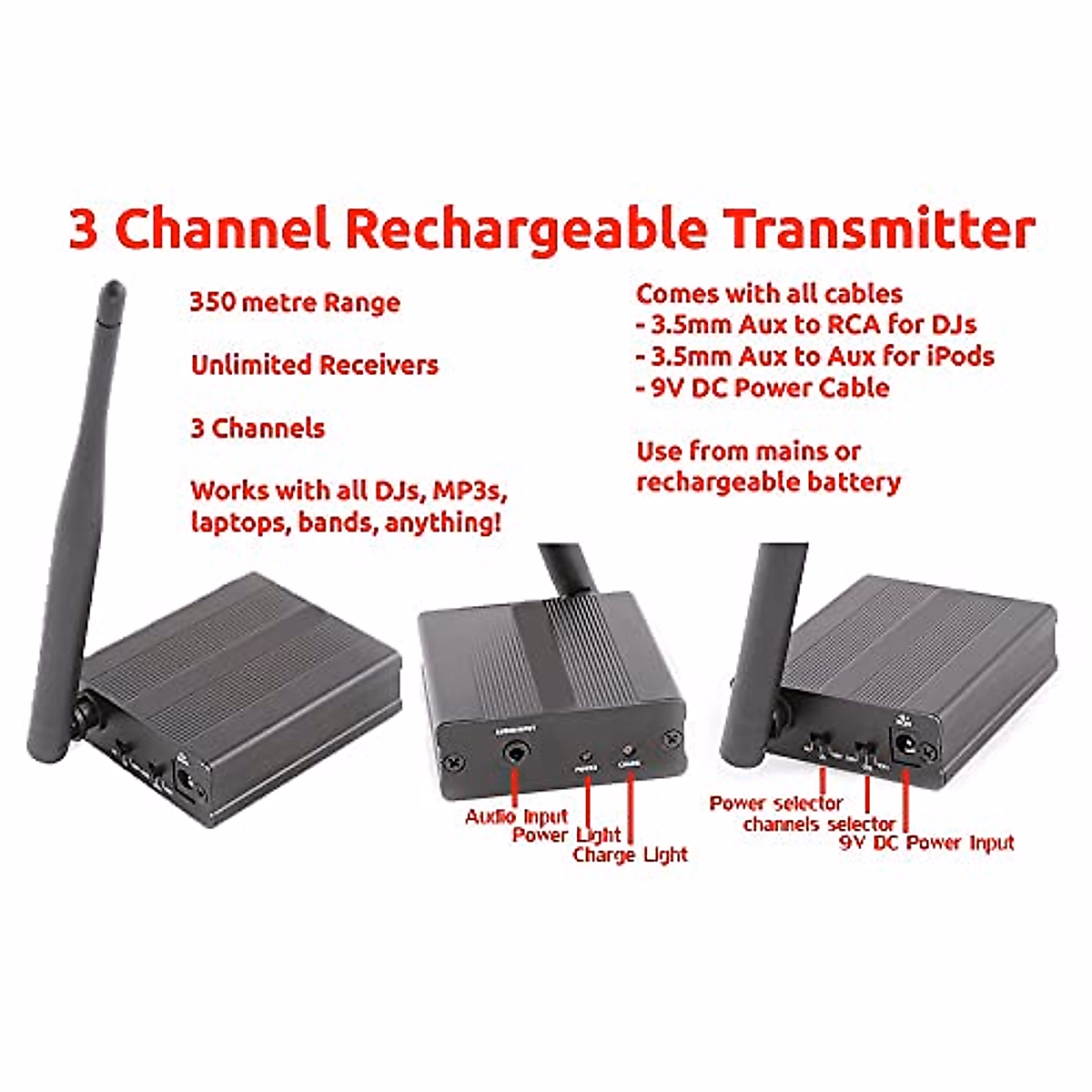 General Factory Sell Silent Disco led Headphone Complete System (10 led Headphone + 3 Transmitter)