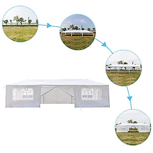 10x30 Feet Heavy Duty Canopy Tent - 8 Sides 2 Doors Waterproof Gazebos, Instant Shelter Beach Canopy for Wedding Camping Birthday Party (White)