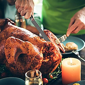 GRANDTIES Damascus Style Slicing Carving Knife - 10 Inch Full Tang High Carbon German Stainless Steel Brisket Kitchen Knives - Long Slicer & Carver - Ergonomic Pakkawood Handle - With Gift Box