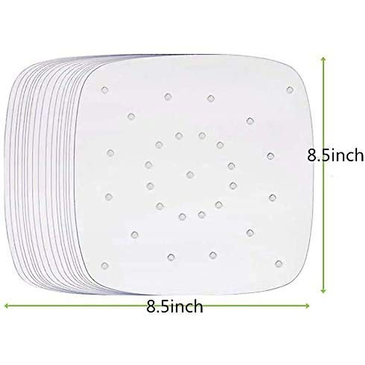 Air Fryer Disposable Paper Liners,Set of 100，8.5 inch Square Air Fryer Paper,Premium Perforated Parchment Steaming Papers,Non-stick Steamer Mat,Baking,Cooking,Steaming