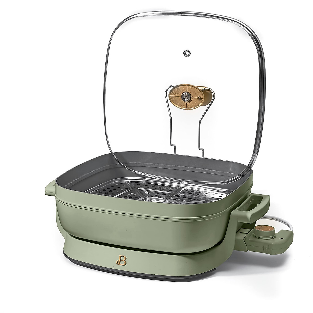 5-in-1 Electric Expandable Skillet, Sage Green by Drew Barrymore, Up to 7 QT