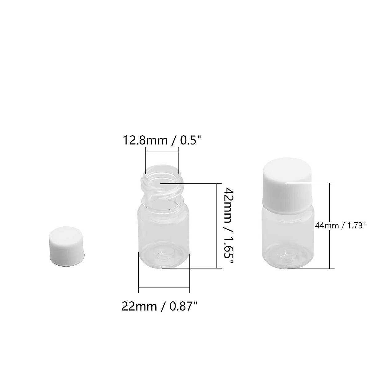 Bettomshin 20Pcs 5ml PE Plastic(Food Grade) Bottles, Sample Bottle Wide Mouth Sealing Storage Lab Container White for Sample Storage Transparent
