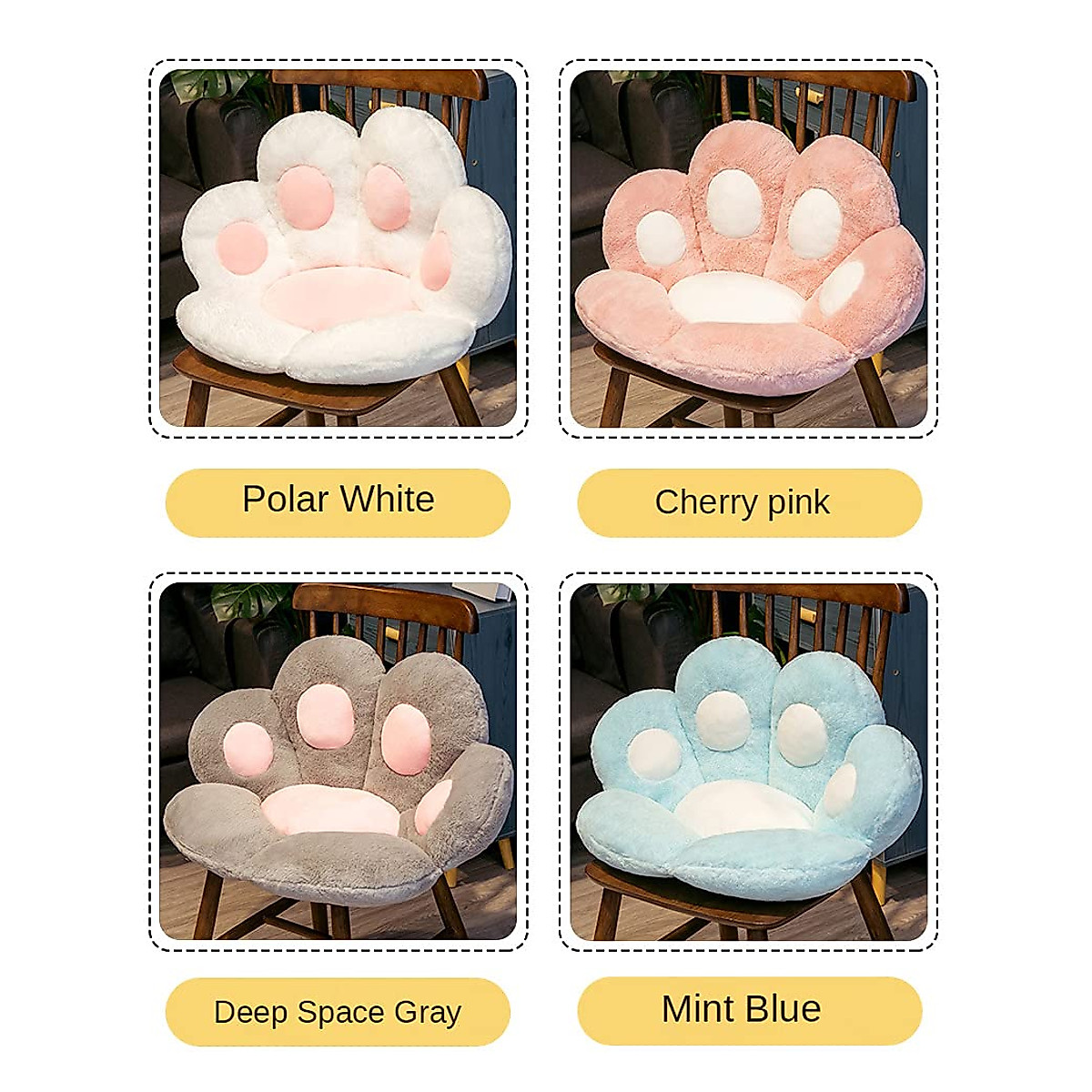 Cartoon Bear paw cat Claw Cushion, Half-Surround Cushion, Lazy one-Piece Sofa, Office seat, Student Cushion (Polar White, 60cm*70cm)