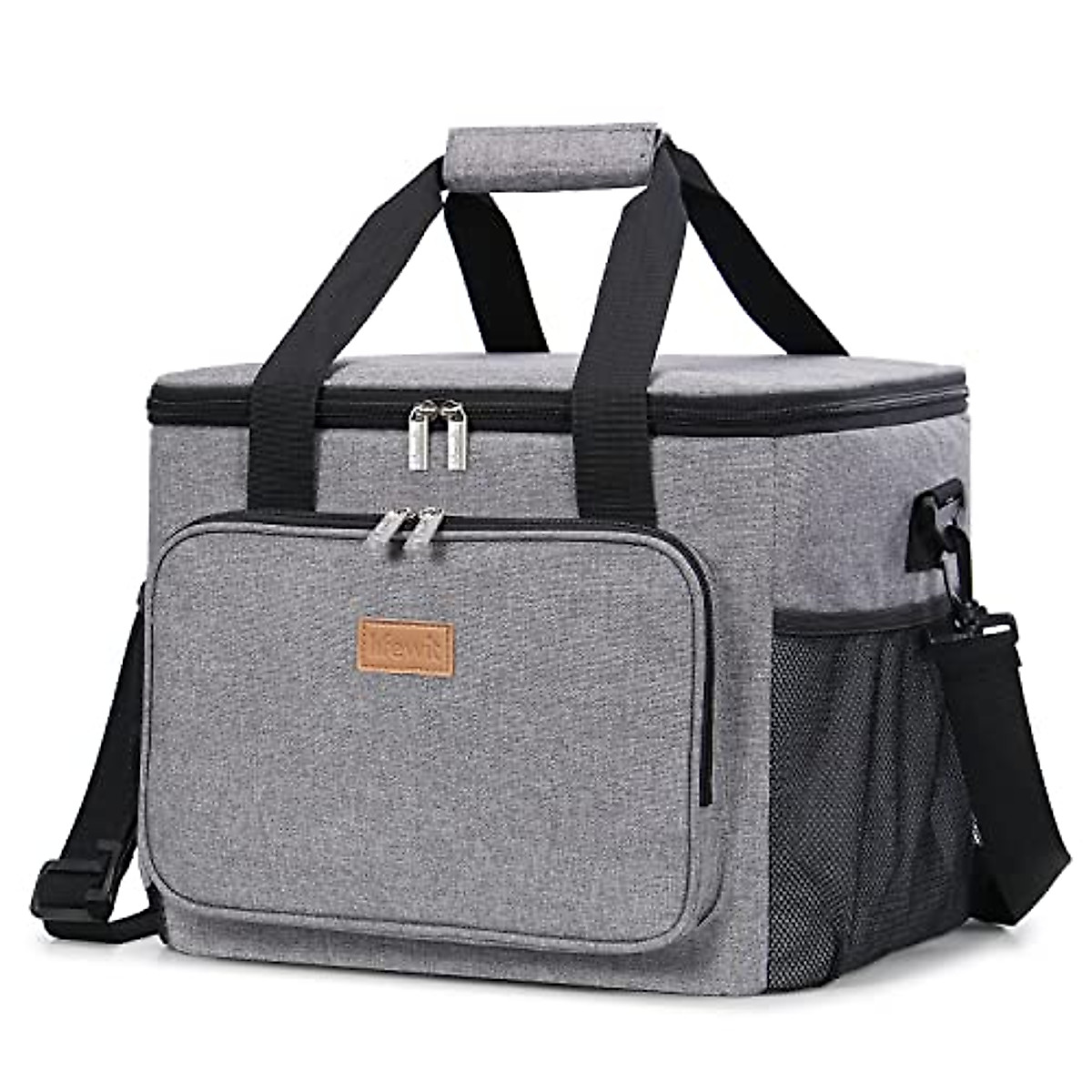 Lifewit Collapsible Cooler Bag Insulated Lunch Bag 24L (40-Can), Large Leakproof Soft Sided Portable Cooler Bag for Outdoor Travel Beach Picnic Camping BBQ Party, Grey and Black