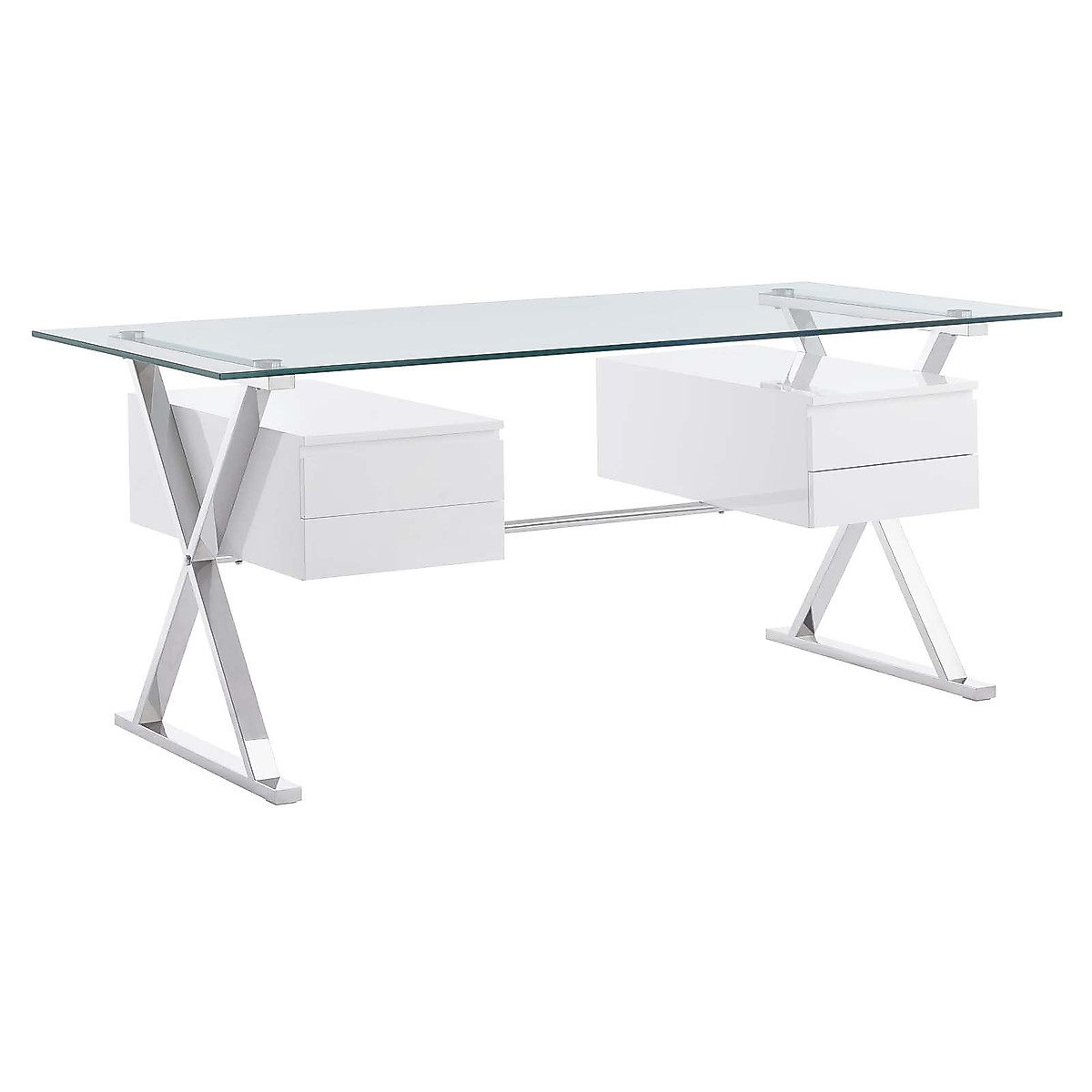 Modway EEI-6226-WHI Sector 71" Glass Top Glass Office Desk, White