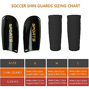 Soccer Shin Guards for Kids Youth, Shin Guard and Shin Guard Sleeves for Boys and Girls for Football Games EVA Cushion Protection Reduce Shocks and Injuries Black S