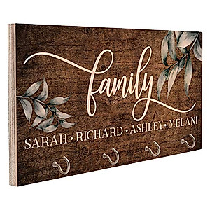 People People Personalized Wood Key Hanger for Wall | New Home Décor Gift for Wedding Housewarming | Customized Gifts for Couple Mr Mrs Key Ring Holder Hook | Key Rack | C02D08