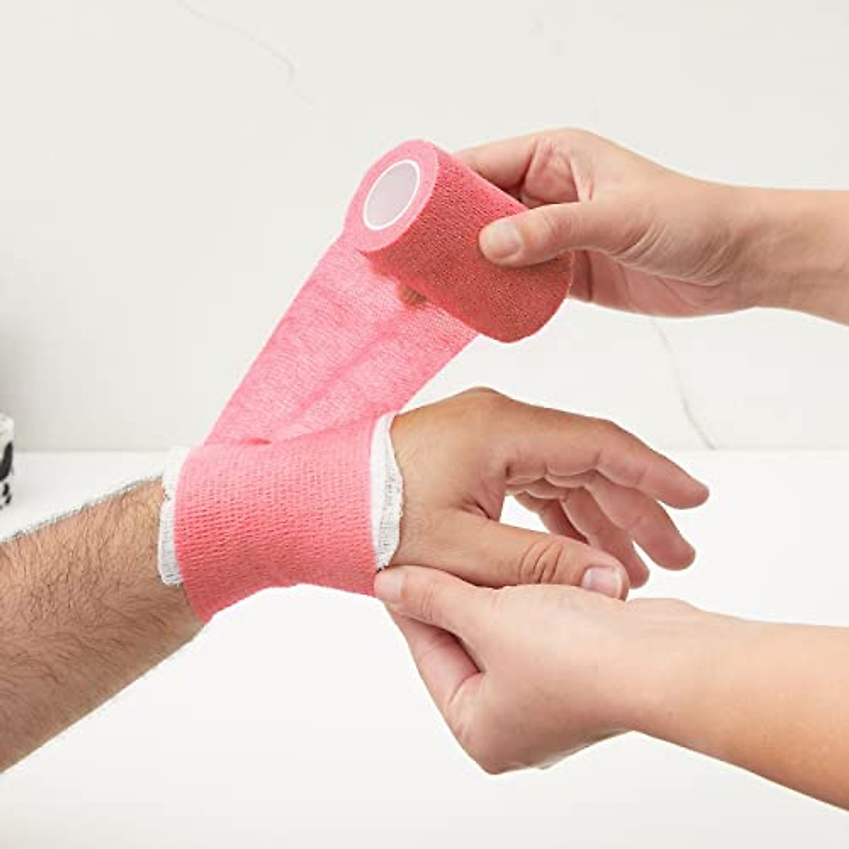 12-Pack Colorful Self Adhesive Stretch Bandage Wrap, 3 Inches x 6 Yards Adherent Cohesive Vet Tape for First Aid, Sports Athletes, Animals, Pets (6 Bright Colors)