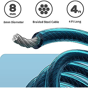 Titanker Bike Lock Cable, 4 Feet Bike Cable Lock Basic Self Coiling Kids Bike Lock Combination with Complimentary Mounting Bracket, 5/16 Inch Diameter (4FT, Blue-8mm)