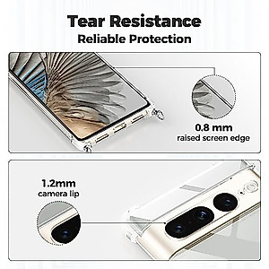 caslord Google Pixel 7 Pro Case with Strap, Mobile Phone Chain for Google Pixel 7 Pro, 6.7" Case with Neck Strap TPU Mobile Phone Case [Shockproof] [Camera Protection] [Adjustable Length] - Black