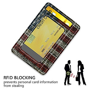 Linomo Thin leather Card Holder and Money Clip Vintage US American Flag Wallet RFID Blocking for Men & Women