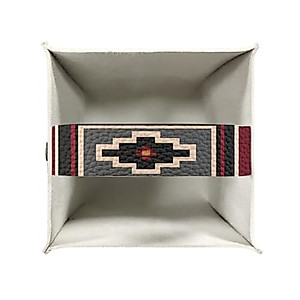 Gearider PU Leather Tissue Box Holder, Brown Aztec Tribal Modern Square Tissue Box Cover Decorative Paper Facial Case Dispenser for Bathroom, Office, Car, Home Decor
