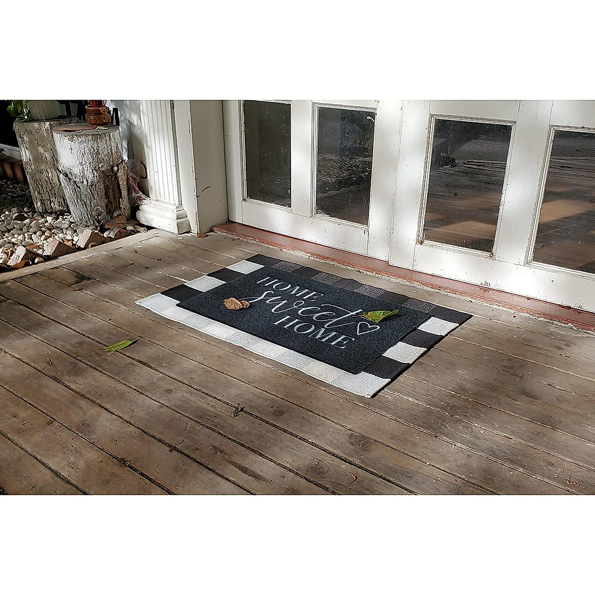 AAZZKANG Door Mats Outdoor Welcome Mat Indoor with Non Slip Rubber Backing Home Sweet Home Doormat Quickly Trap Dirt Easy to Clean Front Door Mat for Entrance Black