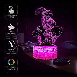 Night Light for Boys and Girls ,XXMANX 3D Nightlight Bedside Lamp 7 Colors Changing Touch &amp; Remote Control Boys Toys Christmas Gifts for Men Kids (Remote &amp; Touch