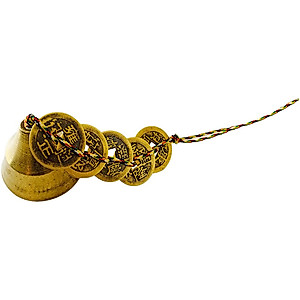 Golden Brass Bell Copper Coin Ornament Bell Home Garden Christmas Tree Car Decoration Pendant