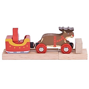 Bigjigs Rail Santa Sleigh with Reindeer - Other Major Wooden Rail Brands are Compatible