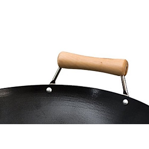 JOYCE CHEN Classic Series 14-Inch Carbon Steel Nonstick Wok Set with Lid and Birch Handles, 4 Pieces