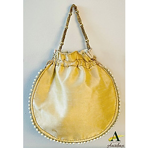 Stylish Aaribax Potli Bag: Large Indian Evening Handbag for Women, featuring Gold Clutch Purses with Handle, Perfect for Weddings & Parties