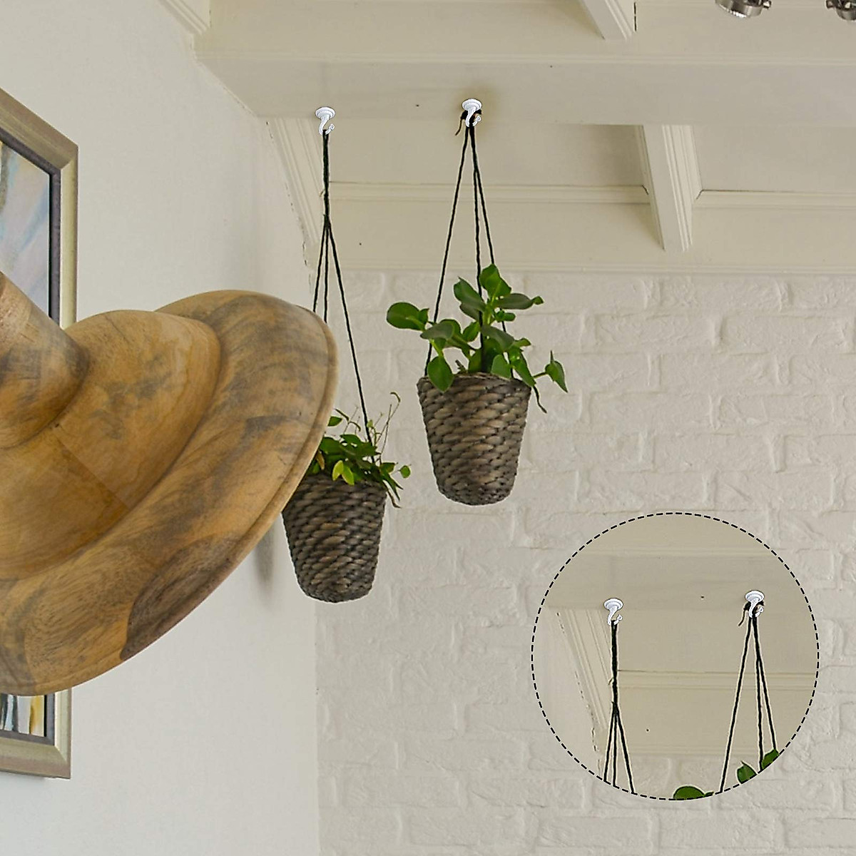 Ripeng Swag Ceiling Hooks Wall Hook Heavy Duty Swag Hook Indoor Outdoor for Hanging Plants Chandelier (White,2 Pieces)