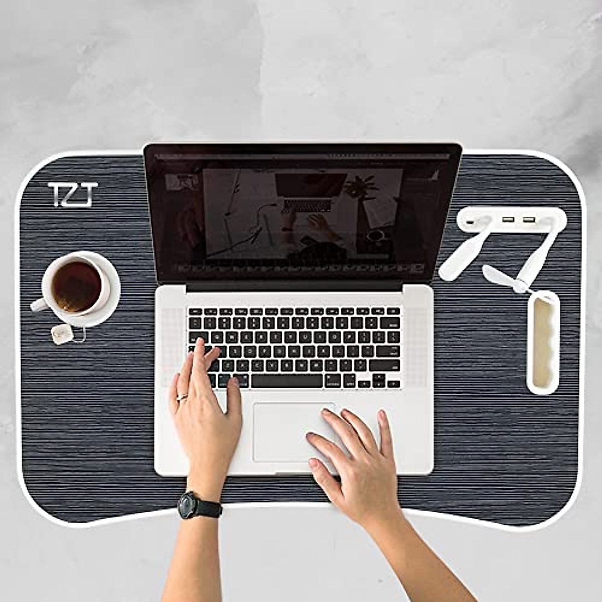 TZT 23.5" Portable Laptop Desk ,Laptop Stand for Bed with USB Charge Port, Laptop Desk for Bed ,Multi-Function Notebook Stand for Working, Reading (Gray)