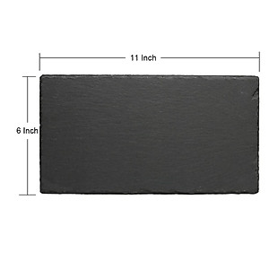 Lingluox 11"x6" 8 Pack Black Slate Cheese Board with Natural Edge for Kitchen,Slate Plates Blank Charcuterie Stone Plates for Cake Fruit Meat Appetizers Dried Fruits Display Chalkboard.