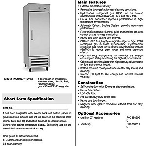 Kelvinator KCHRI27R1DRE 26 3/4" One Section Reach in Refrigerator, Silver