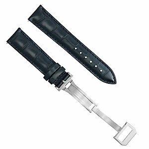 Ewatchparts 20MM LEATHER WATCH BAND STRAP COMPATIBLE WITH IWC PILOT PORTUGUES DEPLOYMENT CLASP D/BLUE