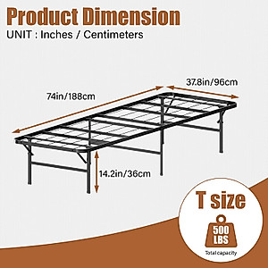 Ruesleag Twin Size Bed Frame Metal Platform Bed Frame Classic 14 Inch Mattress Foundation Storage Space Under The Bed,Heavy Duty Frame Bed &Noise Free & Box Spring Replacement &Easy Assembly,Twin