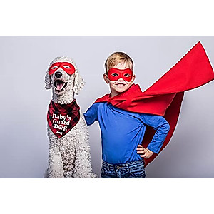 YHTWIN Funny Cute Red Plaid Cotton Triangle Pet Dog Bandanas, Baby's Guard Security Dog Scarf Accessories Props Decorations, Dog Birthday Party Photograph Props for Pet Lovers Owner Gift