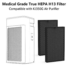 KJ350G Replacement Filter Compatible with TOSOT Air Cleaner Purifier KJ350G, True HEPA High-Efficiency Activated Carbon Filter, 2 Pack