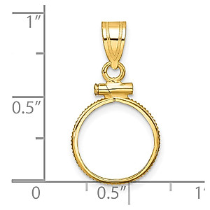 14ky 13mm Polished Screw Top Coin Bezel Pendant 25.5mm 14mm style C1885/13.0