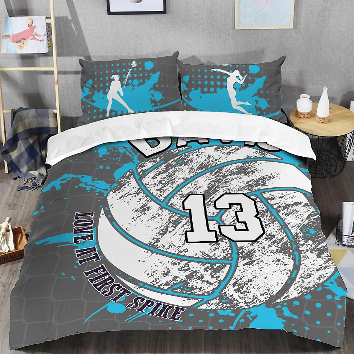 Volleyball Bedding Set Volleyball Comforter Microfiber Sports Volleyball Bed Cover King Queen Twin Home Bedroom Decor Volleyball Twin Full Bed Set Volleyball Bedding (Volleyball Design 01)