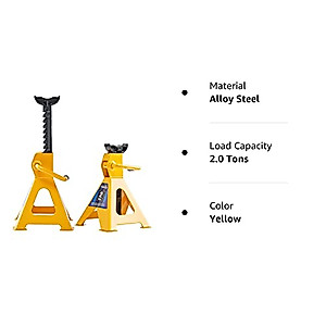 TONDA Jack Stands, 2 Ton 4,000 lb, Heavy Duty Steel Car Lifting Stand for Sedan SUV Coupe, Yellow, 1 Pair