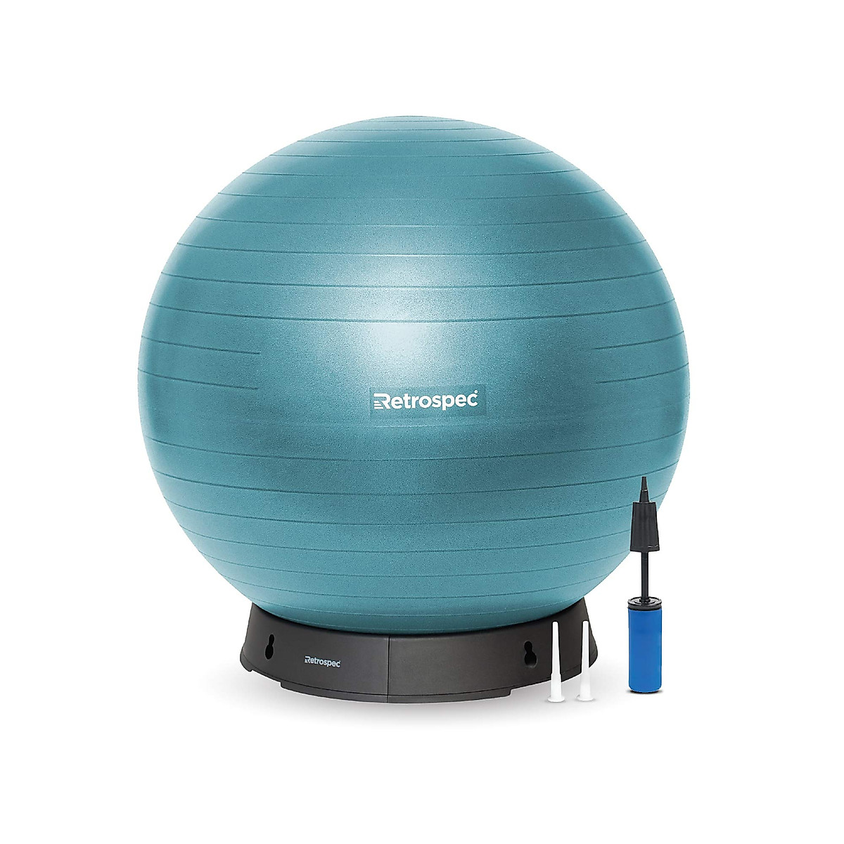 Retrospec Luna Exercise Ball, Base & Pump with Anti-Burst Material, Perfect for Balance, Stability, Yoga & Pilates