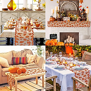 Fall Table Runner Decor 13 x 72 Inch Maple Leaves Lace Table Runner - Fall Decorations for Home Party Wedding Gifts, Harvest Autumn Decor for Dining Table Friendsgiving Thanksgiving Table Decorations